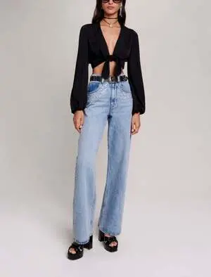 Maje Satin Tie-front Shirt