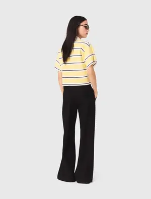 Maje Flared Polyester Trousers - Black
