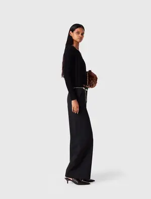Maje Flared Polyester Trousers - Black