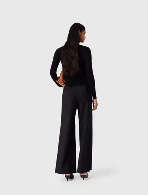 Maje Flared Polyester Trousers - Black