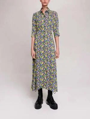 Maje Long Floral Dress - Primroses Multico Print