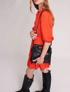 Maje Short Satin Smocked Dress
