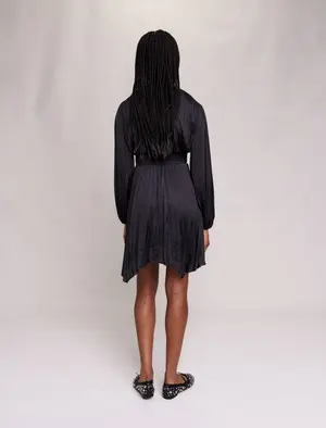 Maje Short Satin Draped Dress