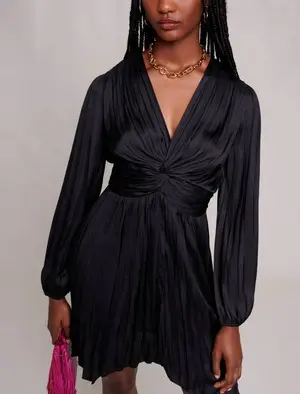 Maje Short Satin Draped Dress