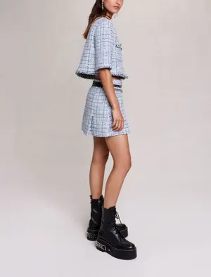 Maje Short Pleated Skirt With Metallic Fibres