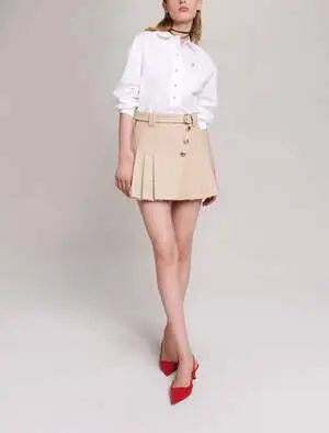 Maje Pleated Mini-skirt Beige