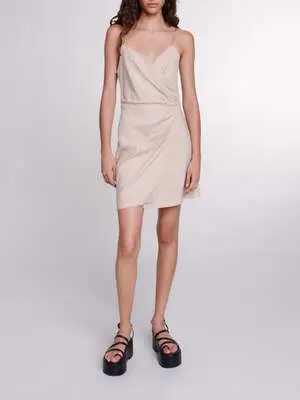 Maje Short Draped Dress - Beige