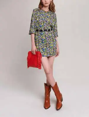 Maje Short Dress With Floral Print - Primroses Multico Print