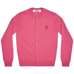 Play Comme Des Garcon Wool Layered Double Heart Cardigan - Pink