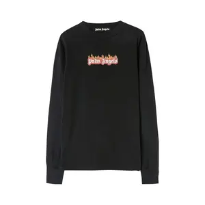Palm Angels Burning Logo Classic Tee Long-sleeve /white - Black