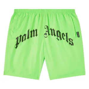 Palm Angels Curved Logo Swim Short Fluo - Green
