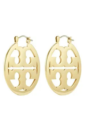 Tory Burch Logo Hoop Earrings