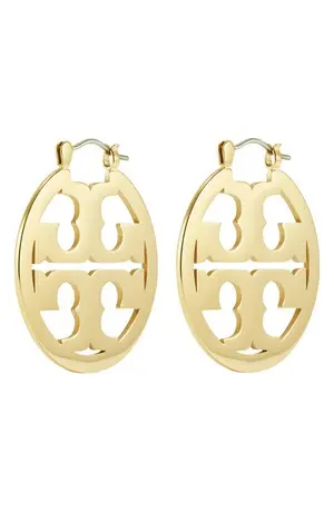 Tory Burch Logo Hoop Earrings