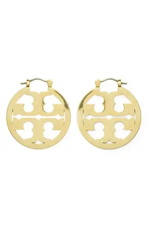Tory Burch Logo Hoop Earrings - Tory Gold