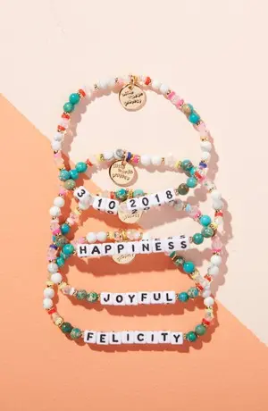 LITTLE WORDS PROJECT Custom Beaded Stretch Bracelet - White Multi