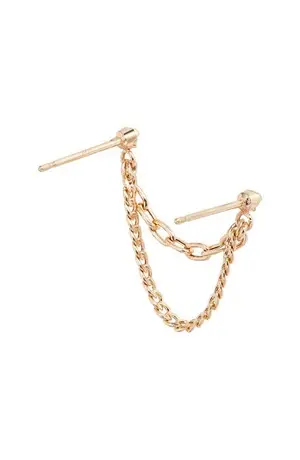 Zoe Chicco Diamond And Chain Double Stud Earring