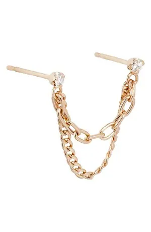 Zoe Chicco Diamond And Chain Double Stud Earring