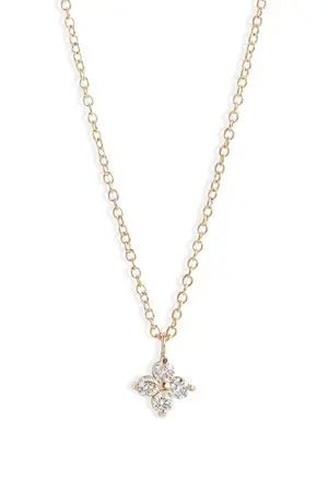 Zoe Chicco Diamond Flower Pendant Necklace - 14k Yellow Gold