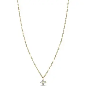 Zoe Chicco Diamond Flower Pendant Necklace - Yellow Gold