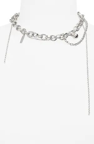 JUSTINE CLENQUET Lewis Two-tone Charm Necklace - Palladium