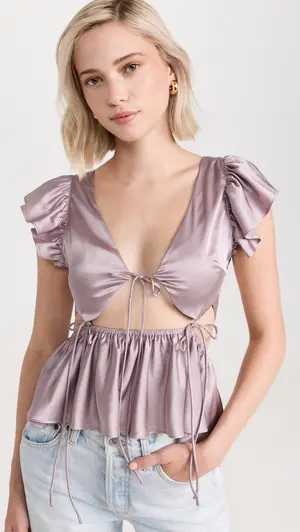 ALLINA LIU Tie Detailed Top