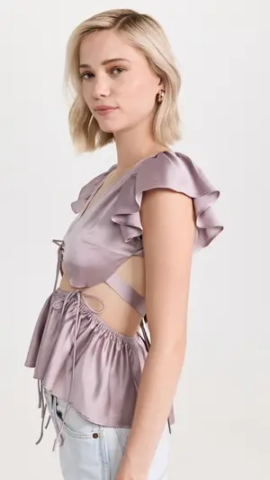 ALLINA LIU Tie Detailed Top