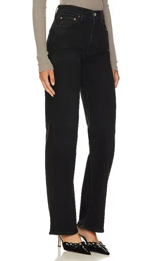 AGOLDE Harper Mid Rise Wide Straight In Black - Hush