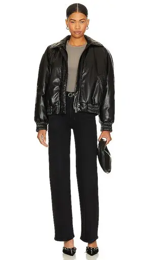 AGOLDE Harper Mid Rise Wide Straight In Black - Hush
