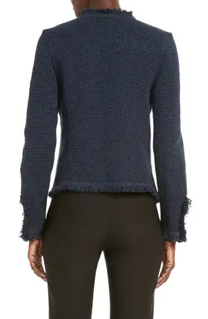 NIC+ZOE Fringe Mix Knit Jacket - Dark Indigo