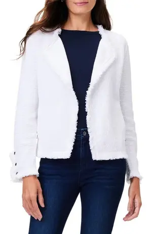 NIC+ZOE Fringe Mix Knit Jacket - Paper White