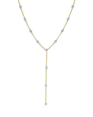 Meira T 14k Gold Diamond Lariat Necklace - Gold/white