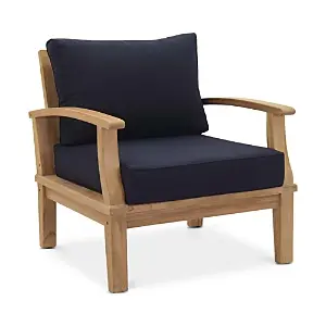MODWAY Marina Outdoor Patio Teak Armchair Natural Navy