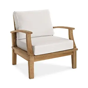 MODWAY Marina Outdoor Patio Teak Armchair - Natural White
