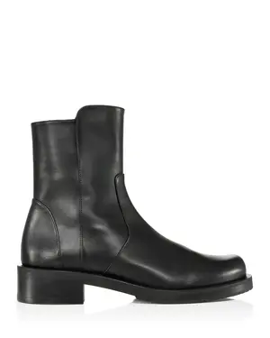 STUART WEITZMAN 5050 Bold Zip Leather Booties - Black