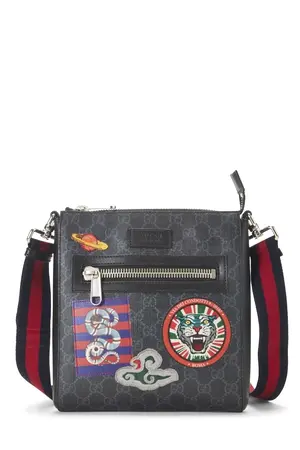 Gucci Gg Supreme Canvas Night Courrier Zip Flat Messenger - Black