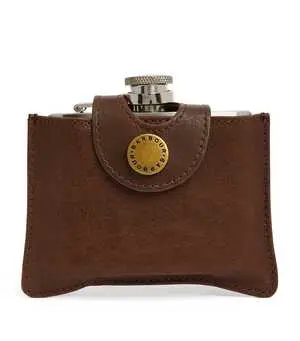 Barbour Leather Hip Flask - Brown