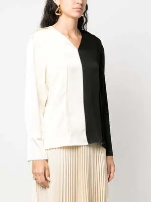 Victoria Beckham Colour-block V-neck Blouse
