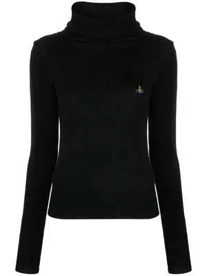 VIVIENNE WESTWOOD Orb-embroidered Roll Neck Jumper - Black
