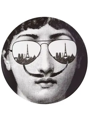 FORNASETTI Lina Cavalieri Porcelain Plate - Black