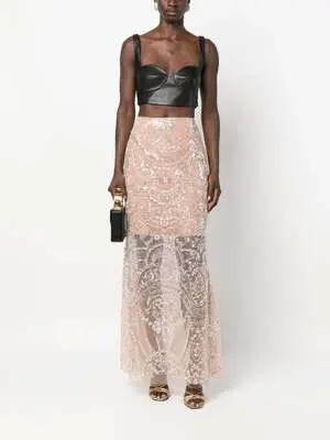 SELF-PORTRAIT Bead-embellished Layered Skirt