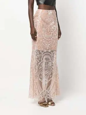 SELF-PORTRAIT Bead-embellished Layered Skirt
