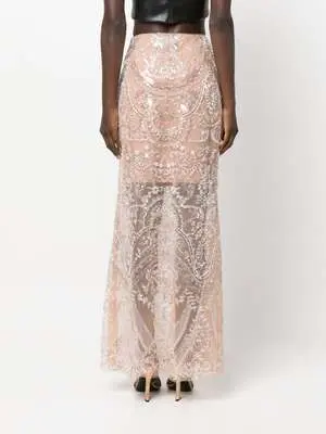 SELF-PORTRAIT Bead-embellished Layered Skirt