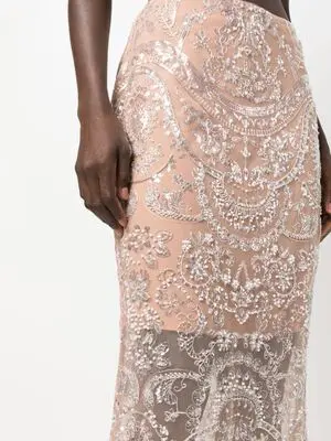 SELF-PORTRAIT Bead-embellished Layered Skirt