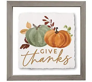 SINCERE SURROUNDINGS 10'give Thanks Pumpkin Flo Ating Frame Art - One-color