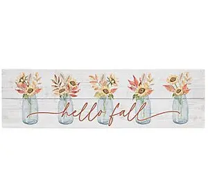 SINCERE SURROUNDINGS 24' Hello Fall Jars Vintag E Pallet Board