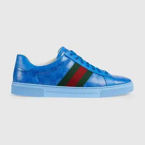 Gucci Ace Gg Crystal Canvas Sneaker, Blue, Gg Canvas Blue