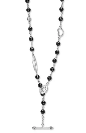 Lagos Caviar Icon Ceramic Beaded Necklace - Silver