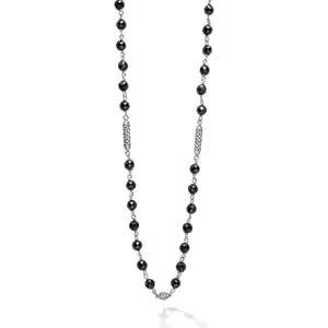 Lagos Caviar Icon Ceramic Beaded Necklace - Silver