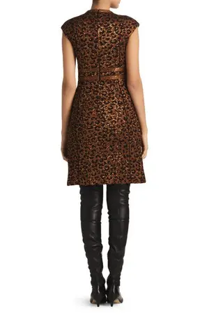 St. John Sequin Leopard Jacquard Dress