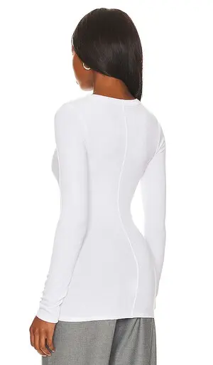 Enza Costa Silk Knit Long Sleeve Crew - White